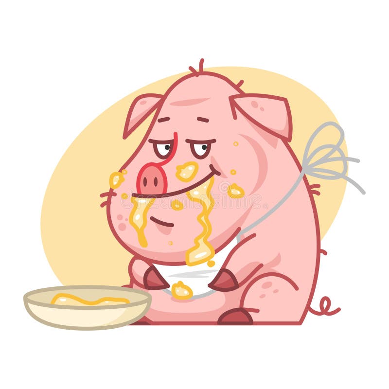 Pig Character Eating Porridge Stock Vector - Illustration of cute ...