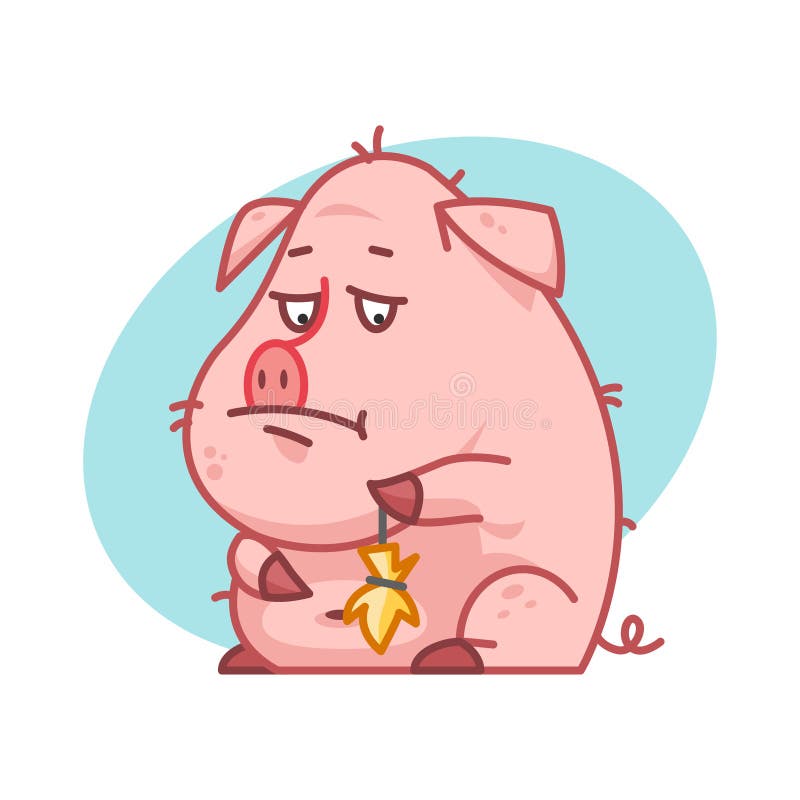 Pig Character Upset and Sad Stock Vector - Illustration of characters ...