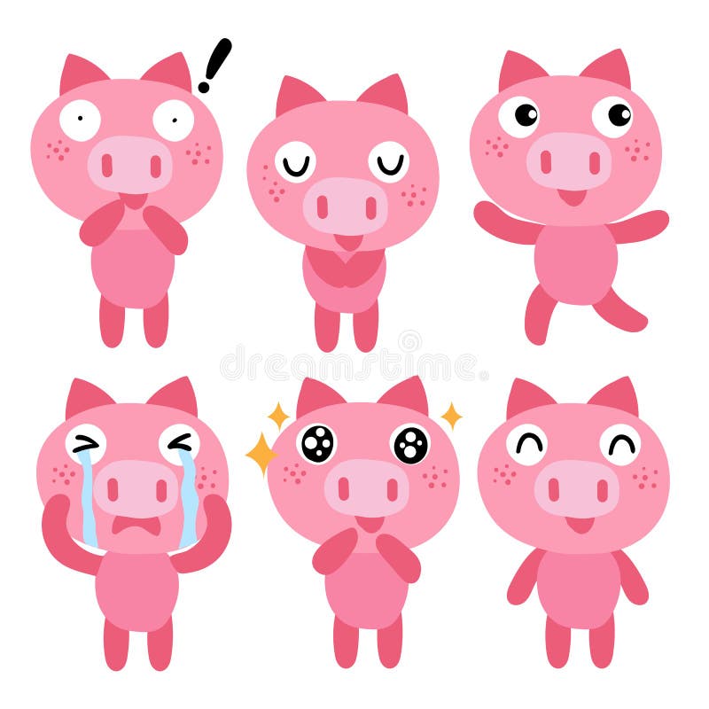 Pig Character Vector Design Stock Vector - Illustration of pink, life ...