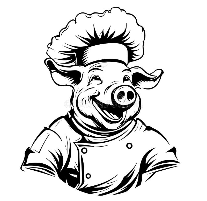 Pig Chef in Hat Cartoon Character. Vector Clip Art Illustration Stock ...