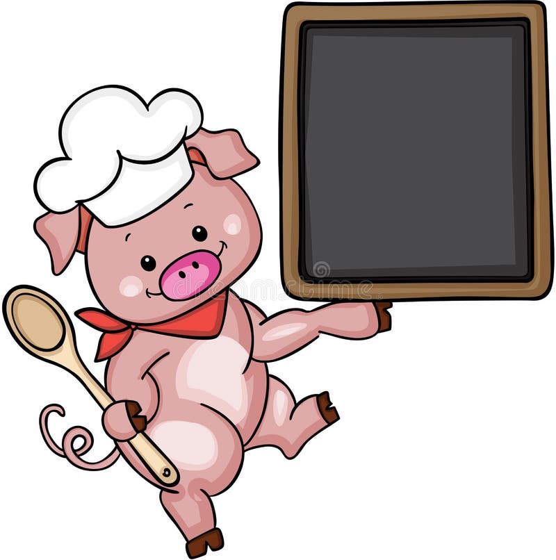 Pig Chef Cook Holding a Blackboard Menu Stock Vector - Illustration of ...