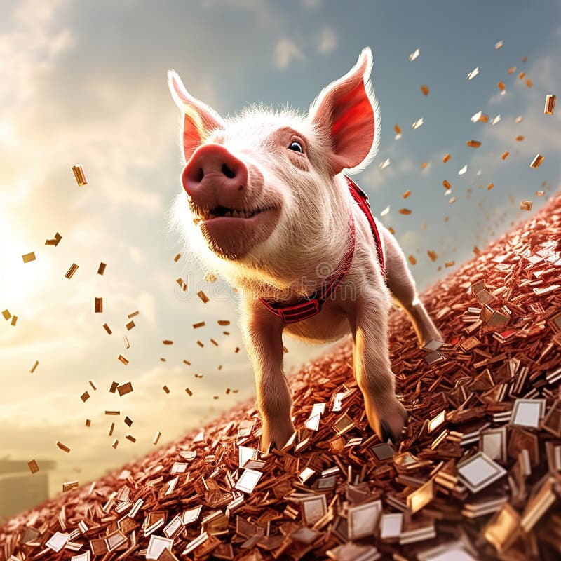 Pig in the clouds. stock illustration. Illustration of mammal - 296242090