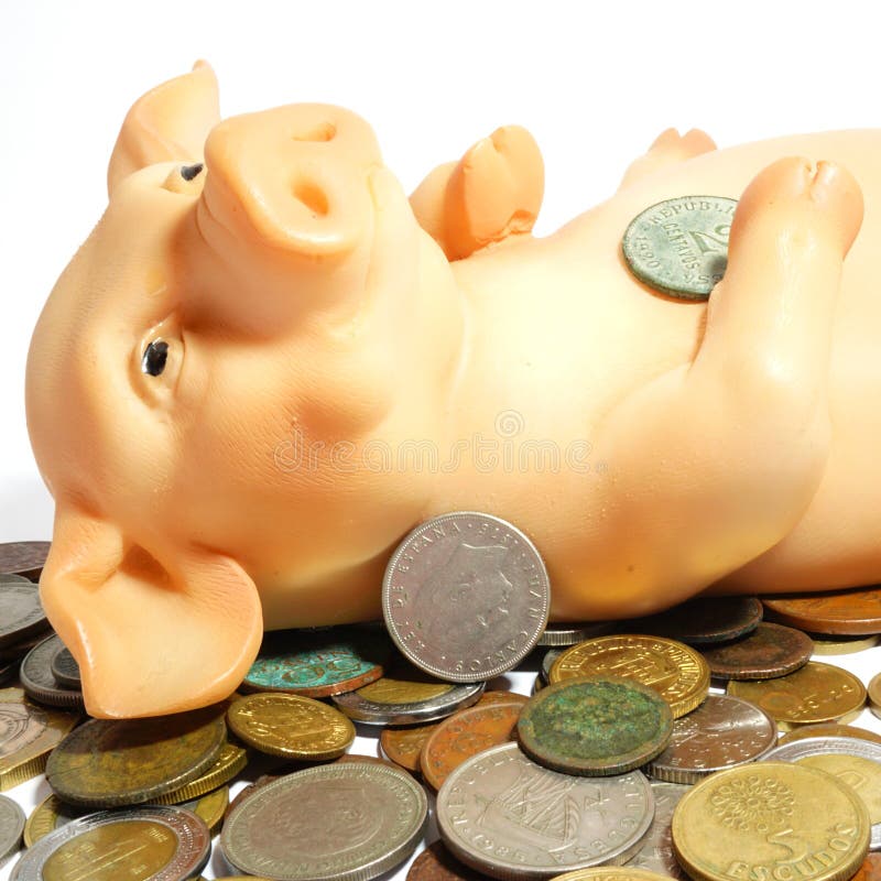 Pig with coins stock image. Image of cashier, financial - 85608489