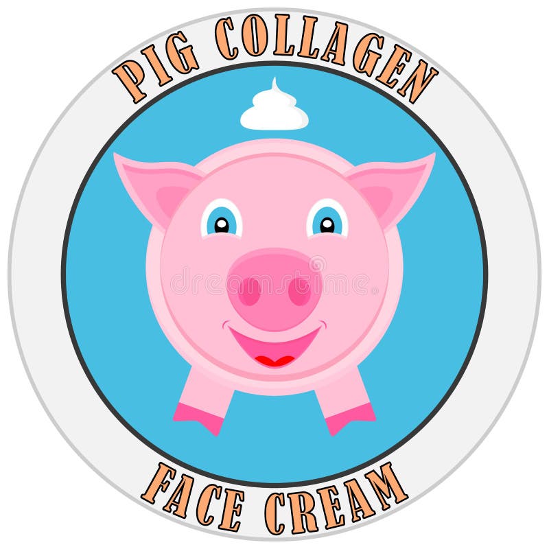 Pig Collagen. Template Design for Label Cosmetic Cream or Mask for Face ...