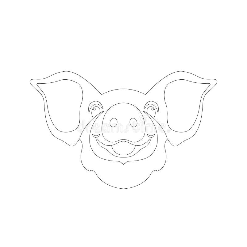 Pig Coloring Vector Illustration Line Drawing Front Stock Vector ...