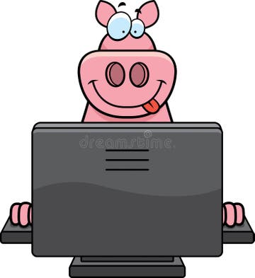 Pig Computer stock vector. Illustration of program, keyboard - 14492608