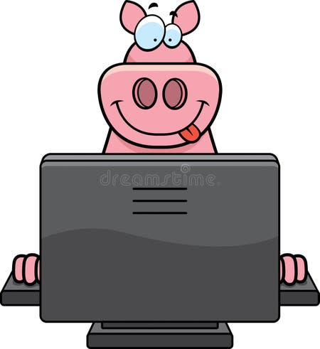 Pig Computer stock vector. Illustration of program, keyboard - 14492608