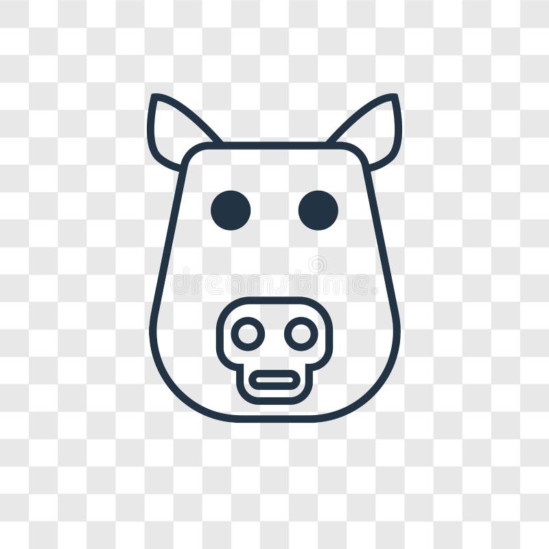 Pig Concept Vector Linear Icon Isolated on Transparent Background, Pig ...