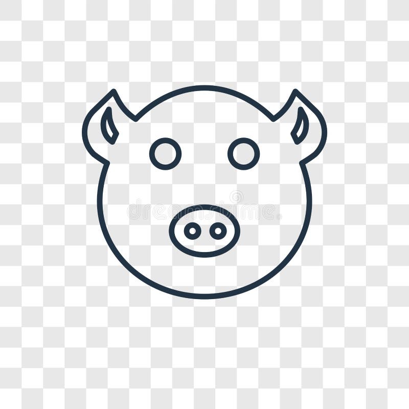 Pig Concept Vector Linear Icon Isolated on Transparent Background, Pig ...
