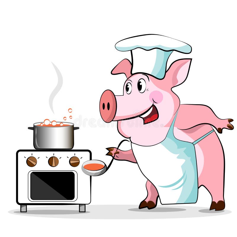 Pig cook - chef holds stock vector. Illustration of barn - 28380553