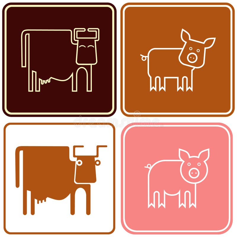 Pig and cow - sign stock vector. Illustration of line - 12213346