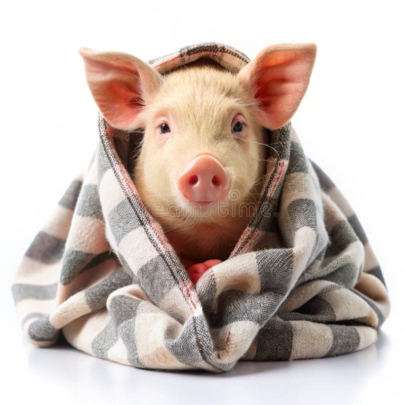 Pig in Cozy Checkered Blanket Stock Image - Image of piglet, cute ...