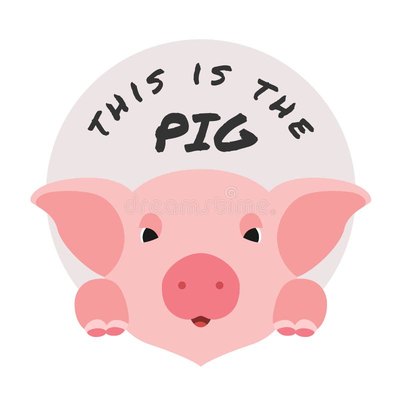 This is the Pig with Cute Face Pig and Circle Vector Design Stock ...