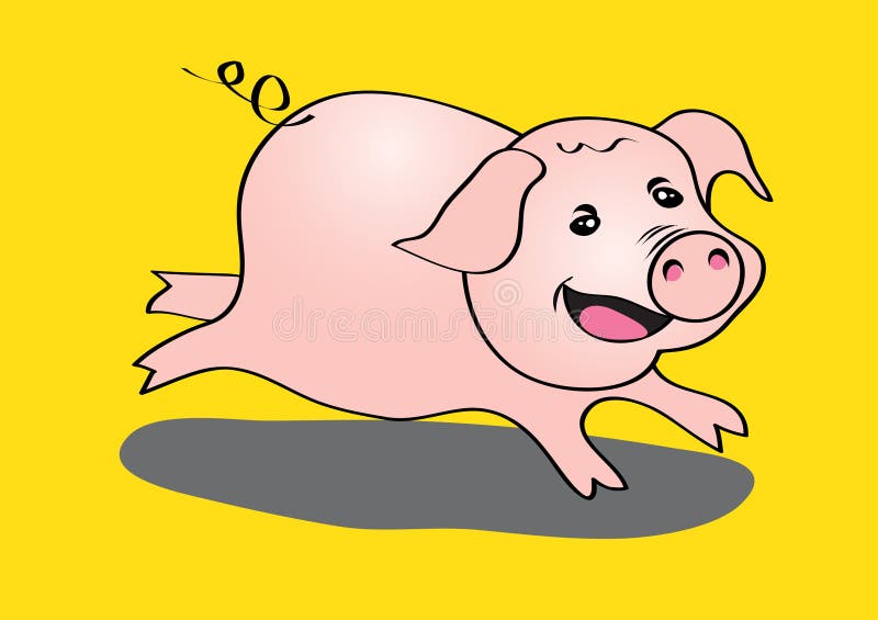 Pig Cute Running Vector Illustration Stock Vector - Illustration of ...