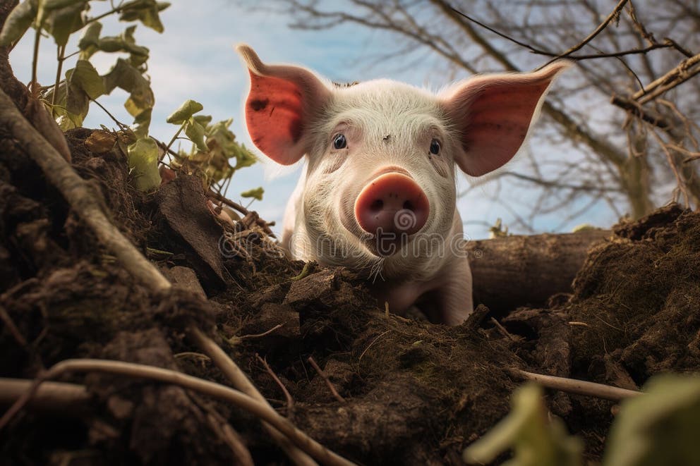 The Pig Digging the Ground and Looking for Truffles. Generative AI ...