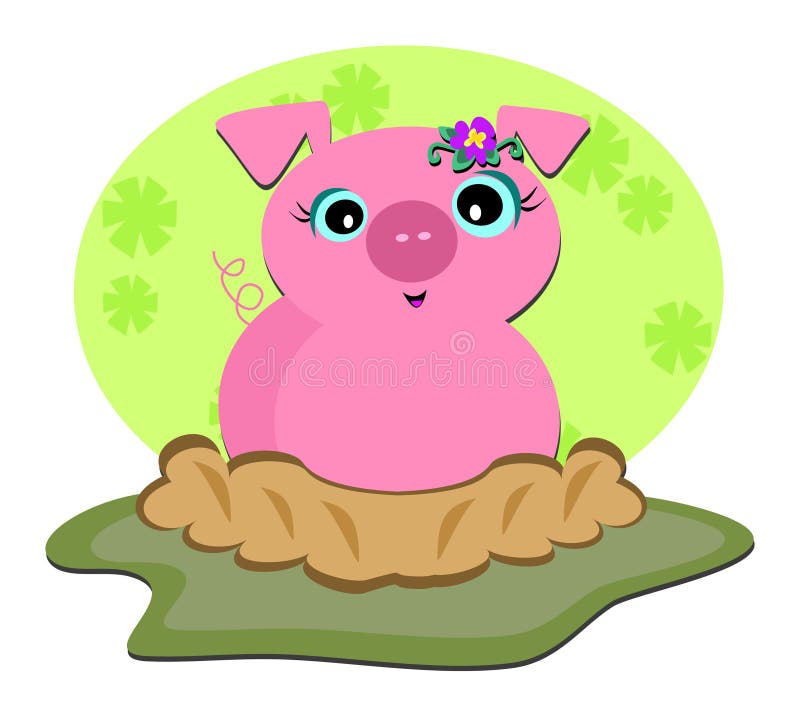Pig in a Ditch stock vector. Illustration of sweet, farm - 19787669