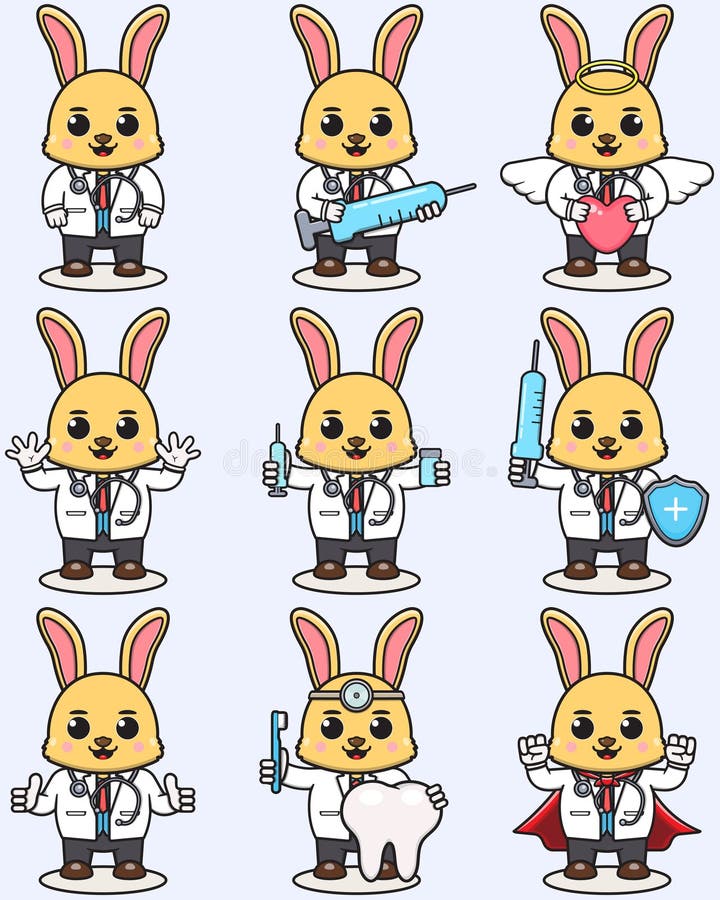 Vector Illustration of Cute Rabbit Doctor Cartoon Stock Vector ...