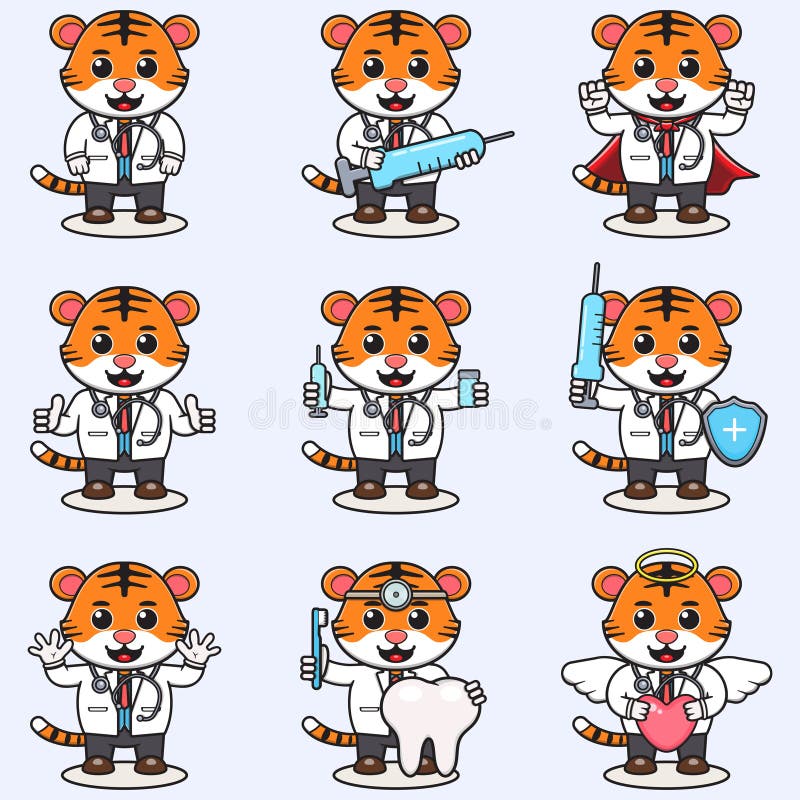 Vector Illustration of Cute Tiger Doctor Cartoon Stock Vector ...