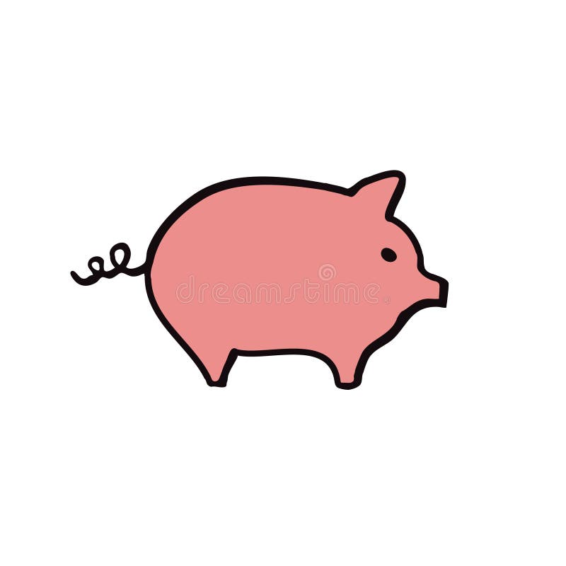 Pig Doodle Icon, Vector Illustration Stock Illustration - Illustration ...