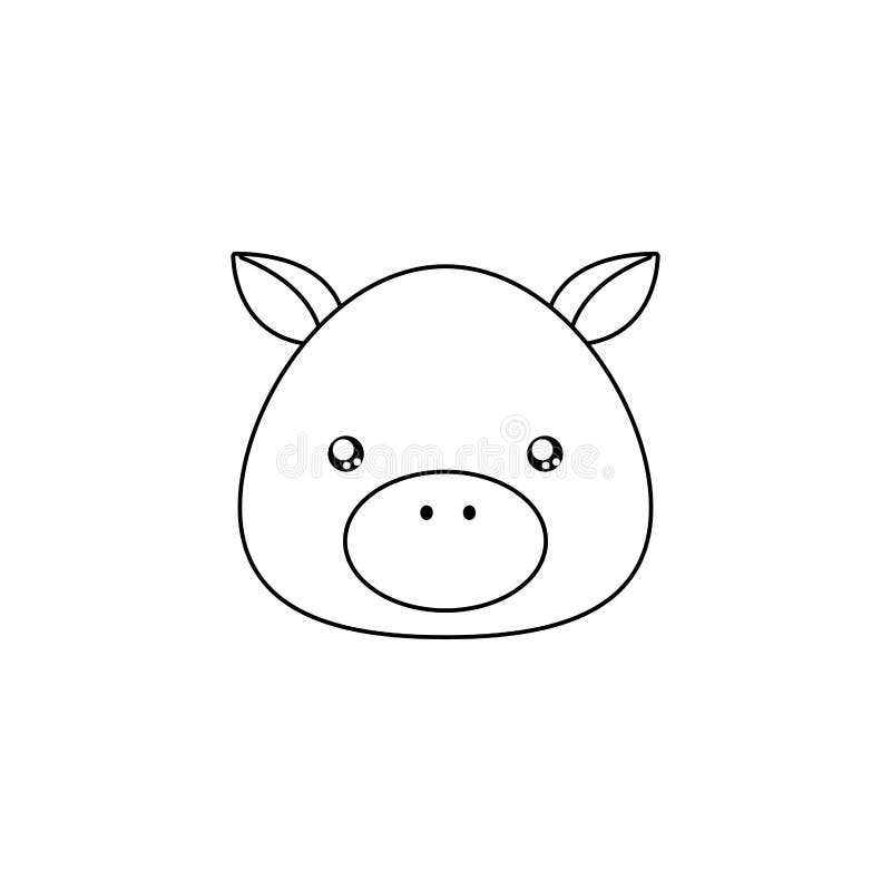 Pig Drawing Face stock vector. Illustration of collection - 86207624