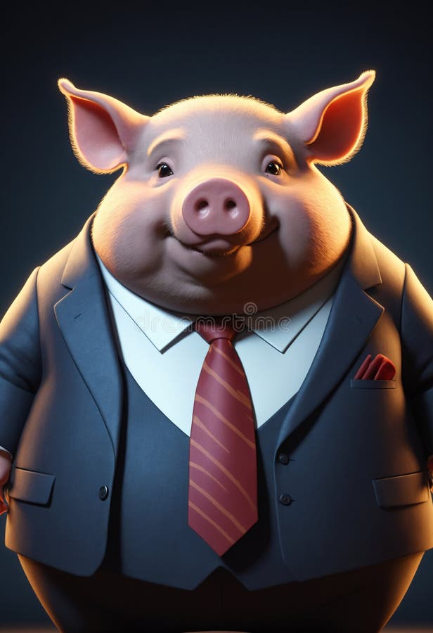 Pig Dressed in a Suit and Tie. a Pig Dressed in Formal Wear, Wearing a ...