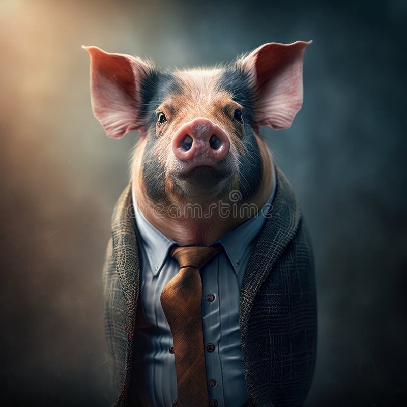 Pig Dressed in Suit and Tie. Generative AI Stock Photo - Image of ...