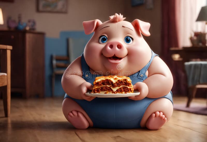 Pig Eating Pie. Generative AI Stock Illustration - Illustration of ...