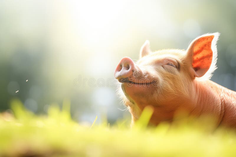 Pig enjoying sun shower stock illustration. Illustration of countryside ...