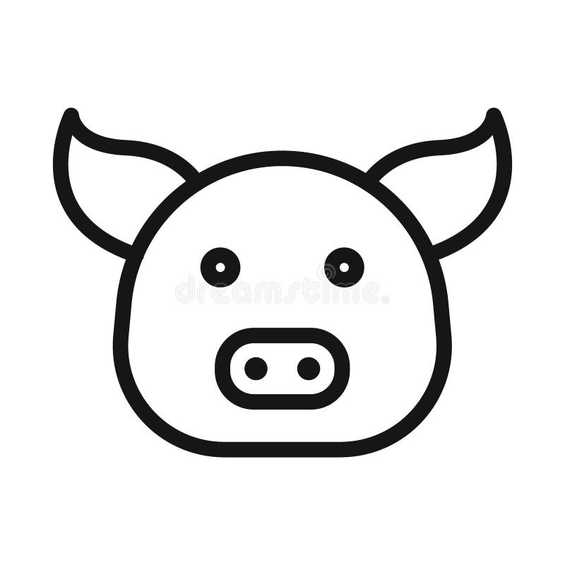 Pig Face Icon Black Line Art Vector Stock Illustration - Illustration ...