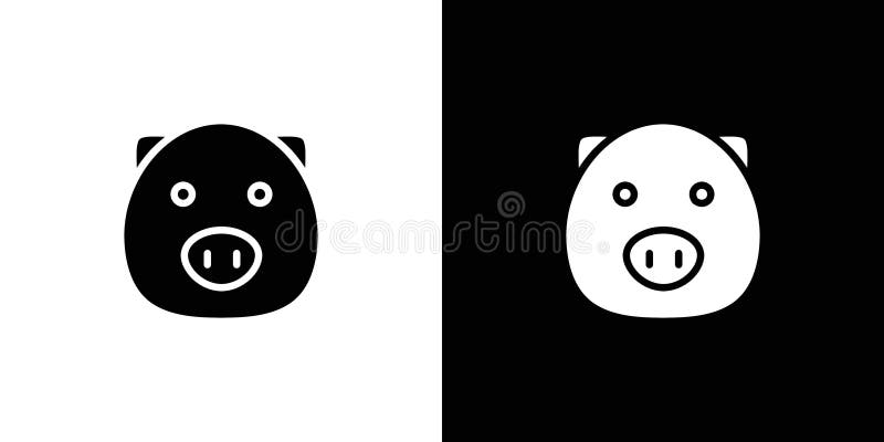 Pig Face Icon Set Vector Illustration Stock Illustration - Illustration ...