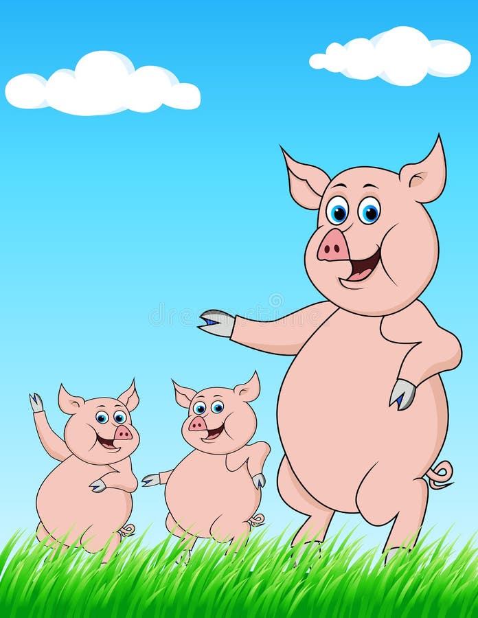 Pig family cartoon stock vector. Illustration of print - 22894174