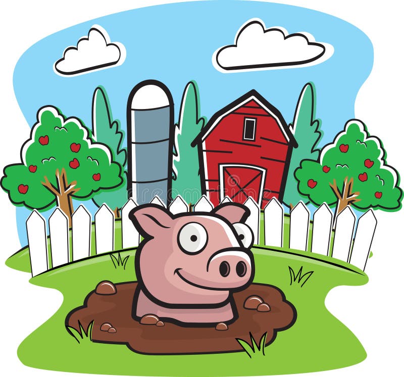 Pig Farm stock vector. Illustration of barn, cartoon, vector - 2992450