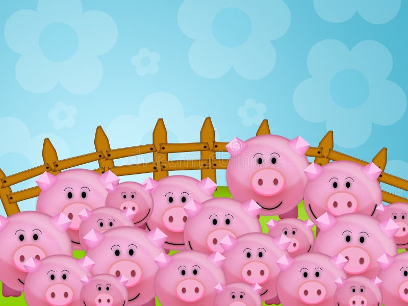 Pig in the farm stock illustration. Illustration of pink - 4699807