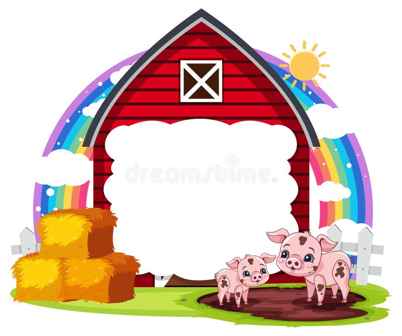 Pig at the Farm Barn Empty Banner Stock Vector - Illustration of ...