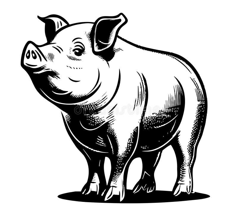 Pig Farm Hand Drawn Sketch Vector Illustration Livestock Stock ...