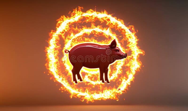 Pig in fire stock illustration. Illustration of mammal - 293563441