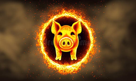Pig in fire stock illustration. Illustration of fire - 293563433