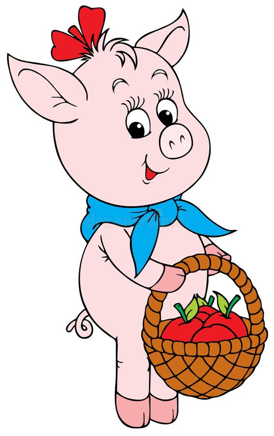 Pig going to market stock vector. Illustration of blue - 6914412