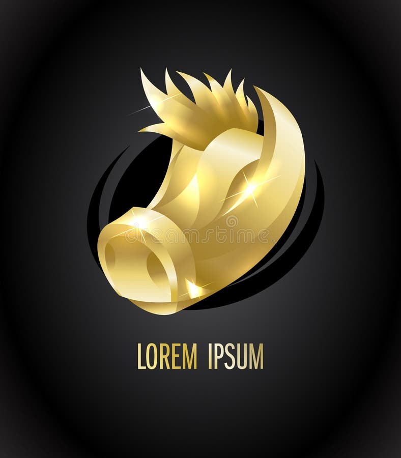 Golden Logo Symbol with Rooster Head Stock Vector - Illustration of ...