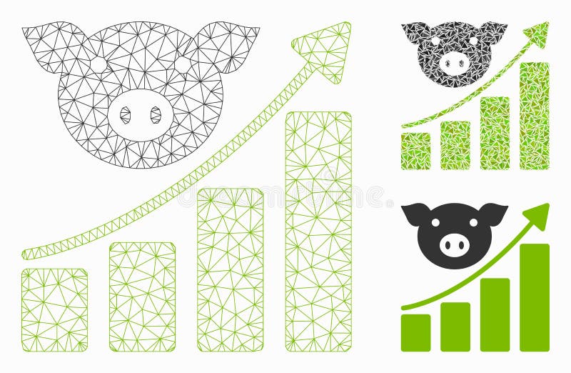 Pig Growing Chart Vector Mesh 2D Model and Triangle Mosaic Icon Stock ...