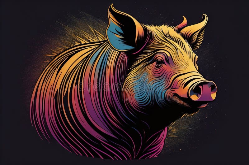 Pig Head. Colorful Vector Illustration. Isolated on a Solid Color ...
