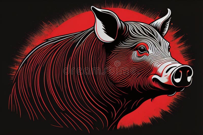 Pig Head. Colorful Vector Illustration. Isolated on a Solid Color ...