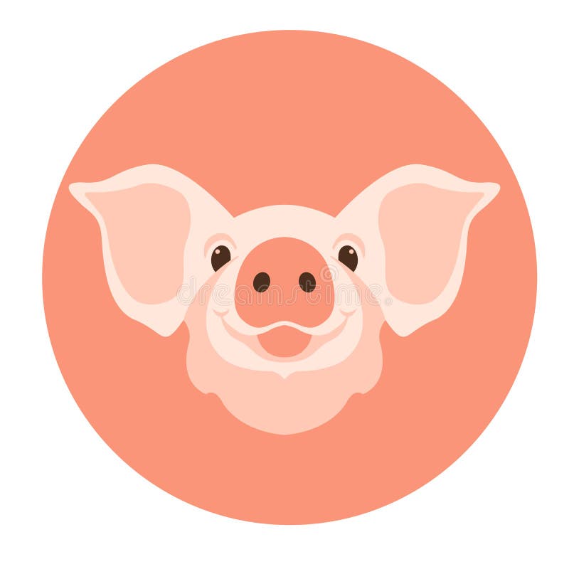 Pig Head Face Illustration Style Flat Stock Illustration - Illustration ...