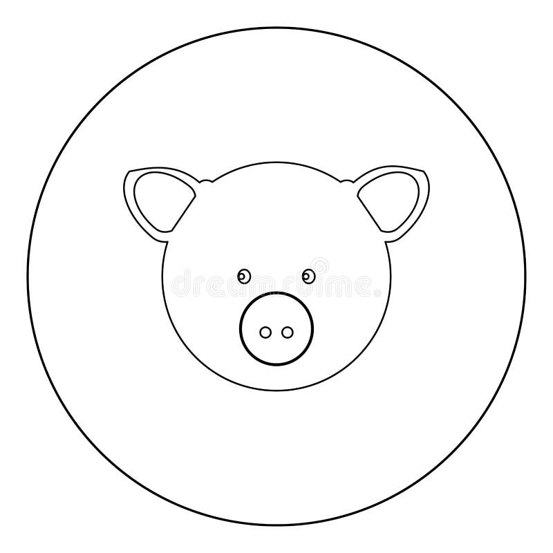 Pig Head Icon Black Color in Circle Stock Vector - Illustration of farm ...