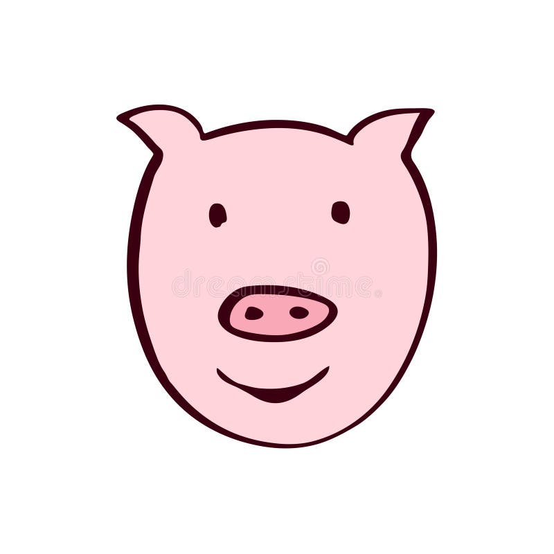 Pig Head Icon Isolated Vector Label or Cute Kids Print Stock Vector ...