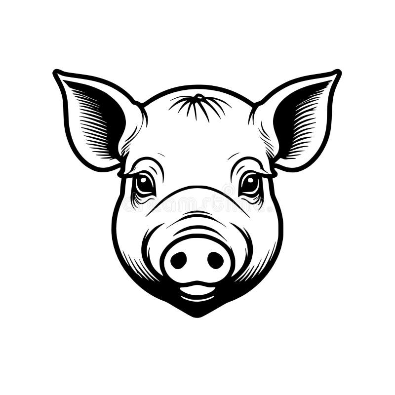 Pig Head Icon in Outline Style on White Background Illustration Stock ...