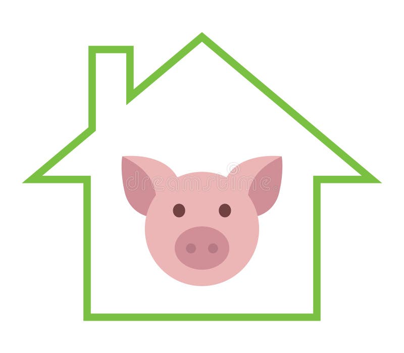Pig head inside house stock vector. Illustration of cartoon - 330523137