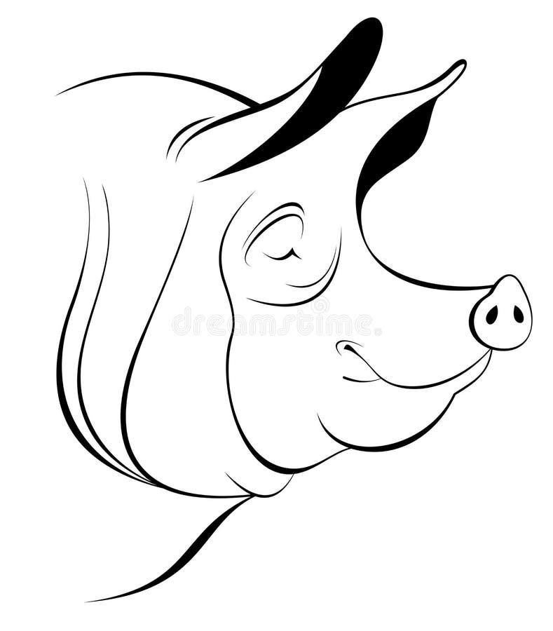 Pig Head Line Art Illustration Stock Vector - Illustration of grunt ...
