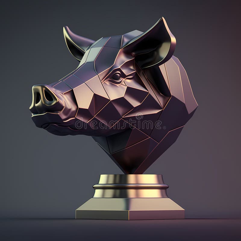Pig Head Trophy. Generative AI Stock Illustration - Illustration of ...