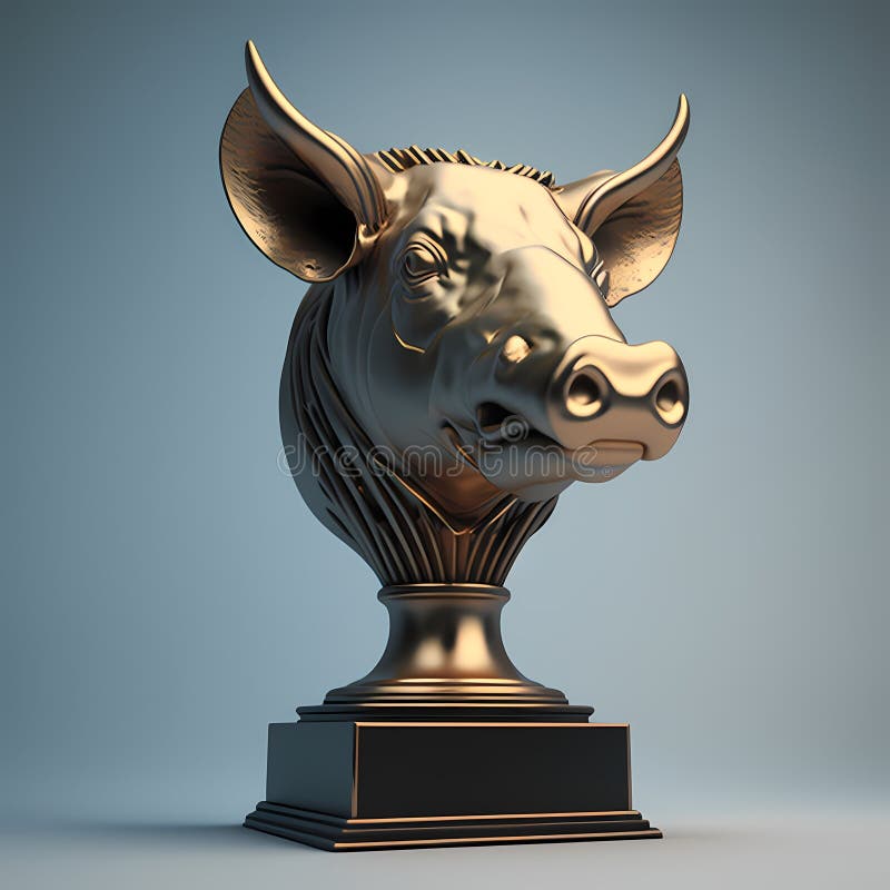 Pig Head Trophy. Generative AI Stock Illustration - Illustration of ...